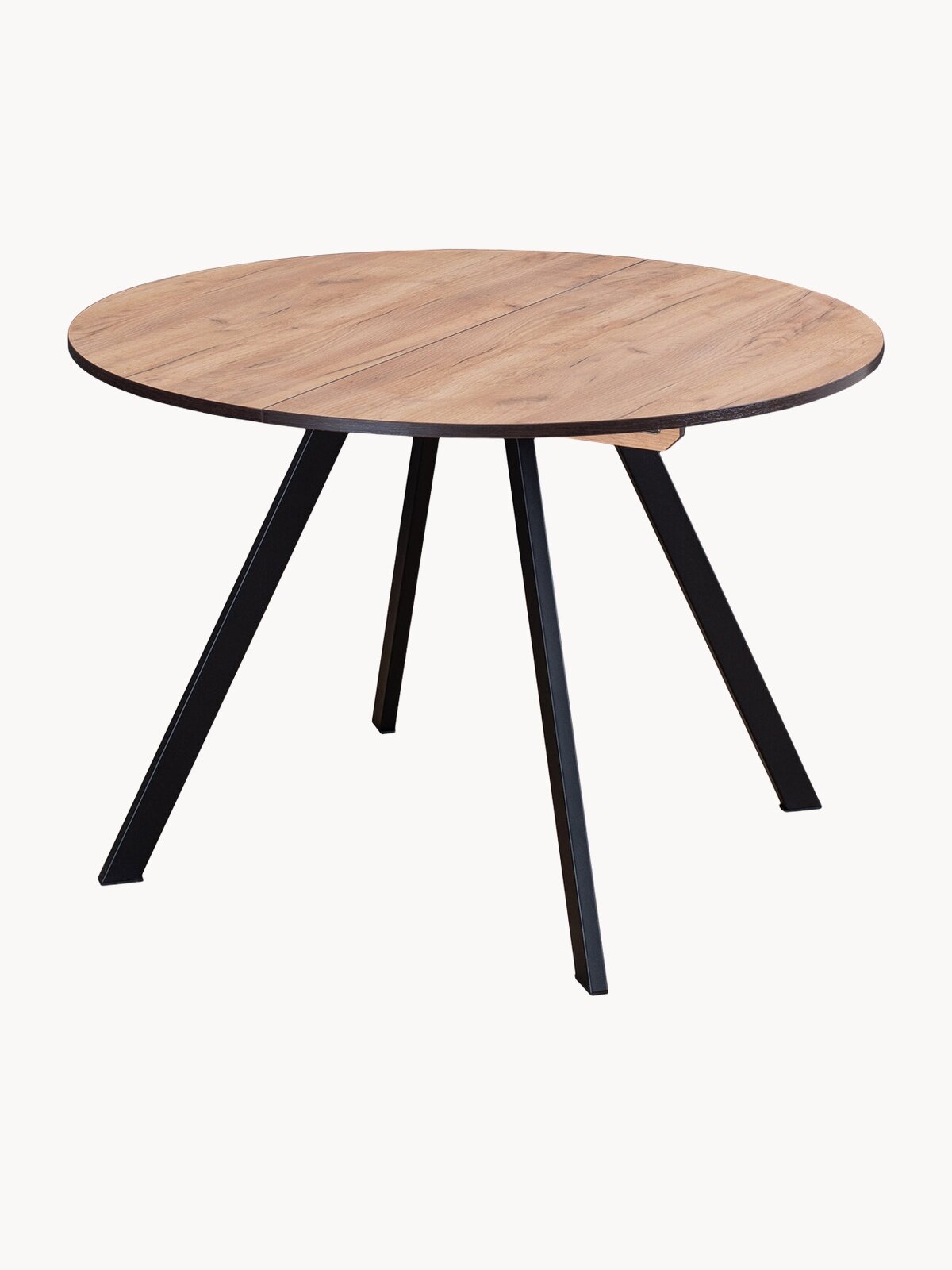 Стол круглый кухонный раздвижной Вита К-1 ДК 95 ЧР, столешница ЛДСП, раскладной, темно бежевый,