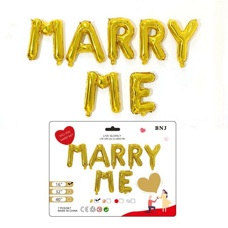 16-дюймовый золотой воздушный шар с надписью MARRY ME для романтических предложений, с картой - одиночный шар