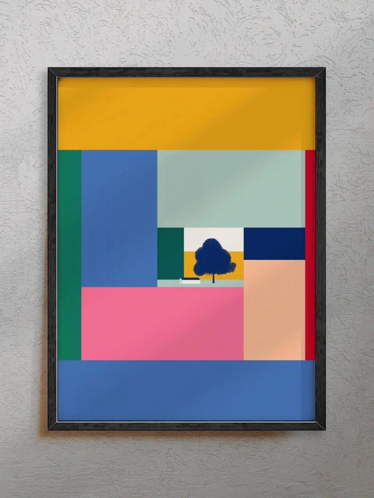Интерьерный постер "Barn In Color Blocks" в стиле pinterest, формат 30x40 см