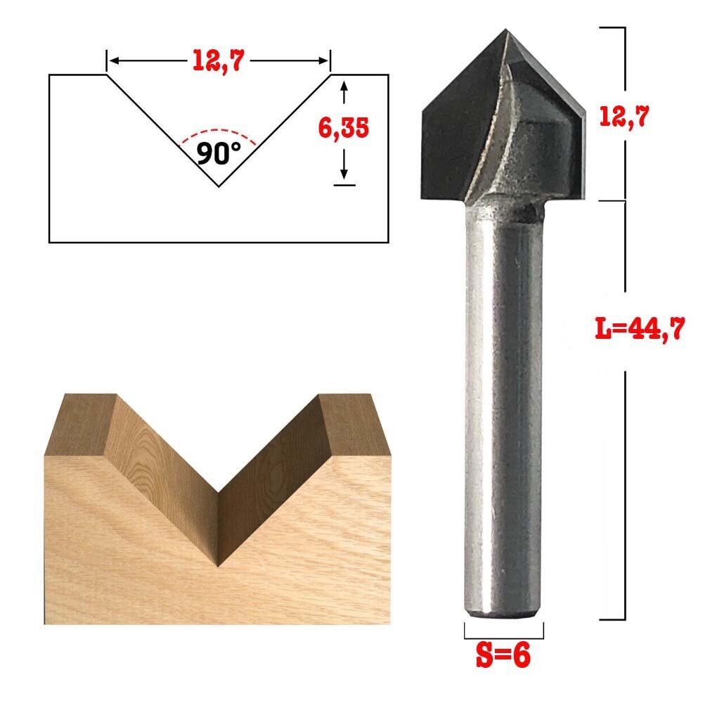 Фреза пазовая V-образная 90 гр. D-12.7x12.7x44.7 S-6 Millcut 104601