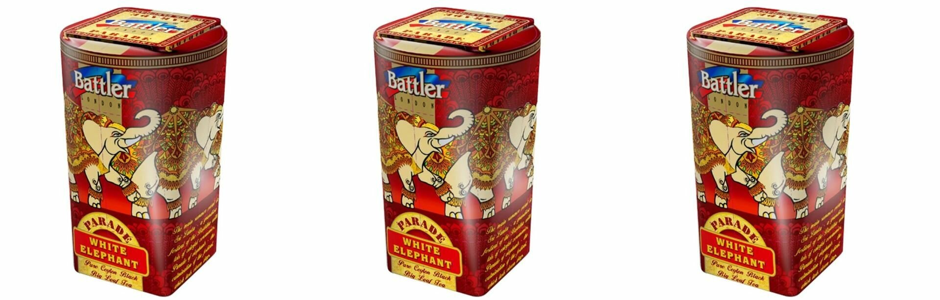 Battler Чай черный листовой Парад слонов белых, 100 г, 3 упаковки