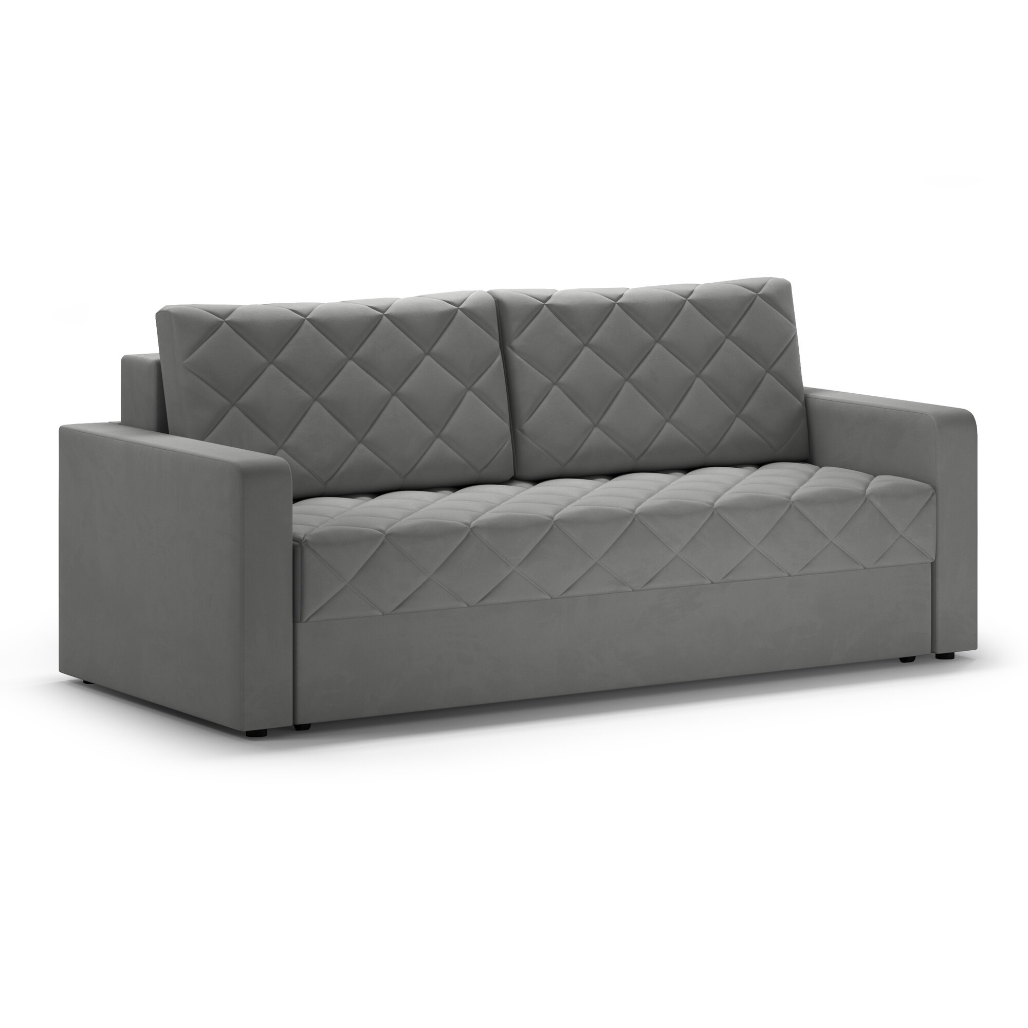 Диван раскладной "Олимп" 220х100х81, 150х192, 2 места, серый велюр