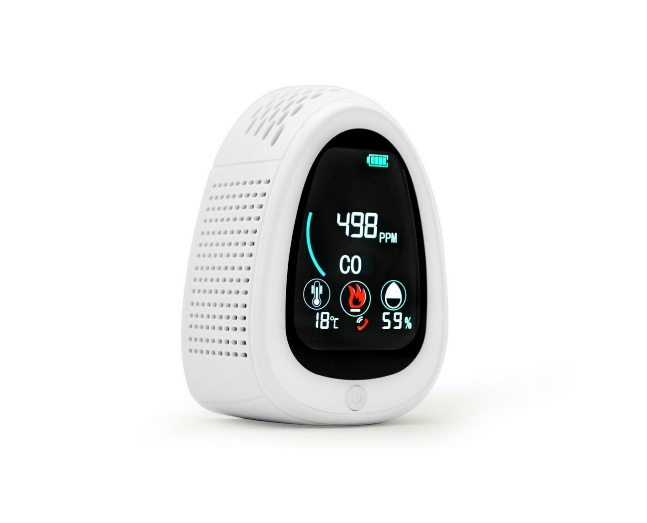 Умный автономный Tuya Wi-Fi датчик-детектор 3 в 1 - HTI-0331-WT (Tuya) (W4309RU) угарный газ (CO)+влажность+температура. Аккумулятор 1400мАч