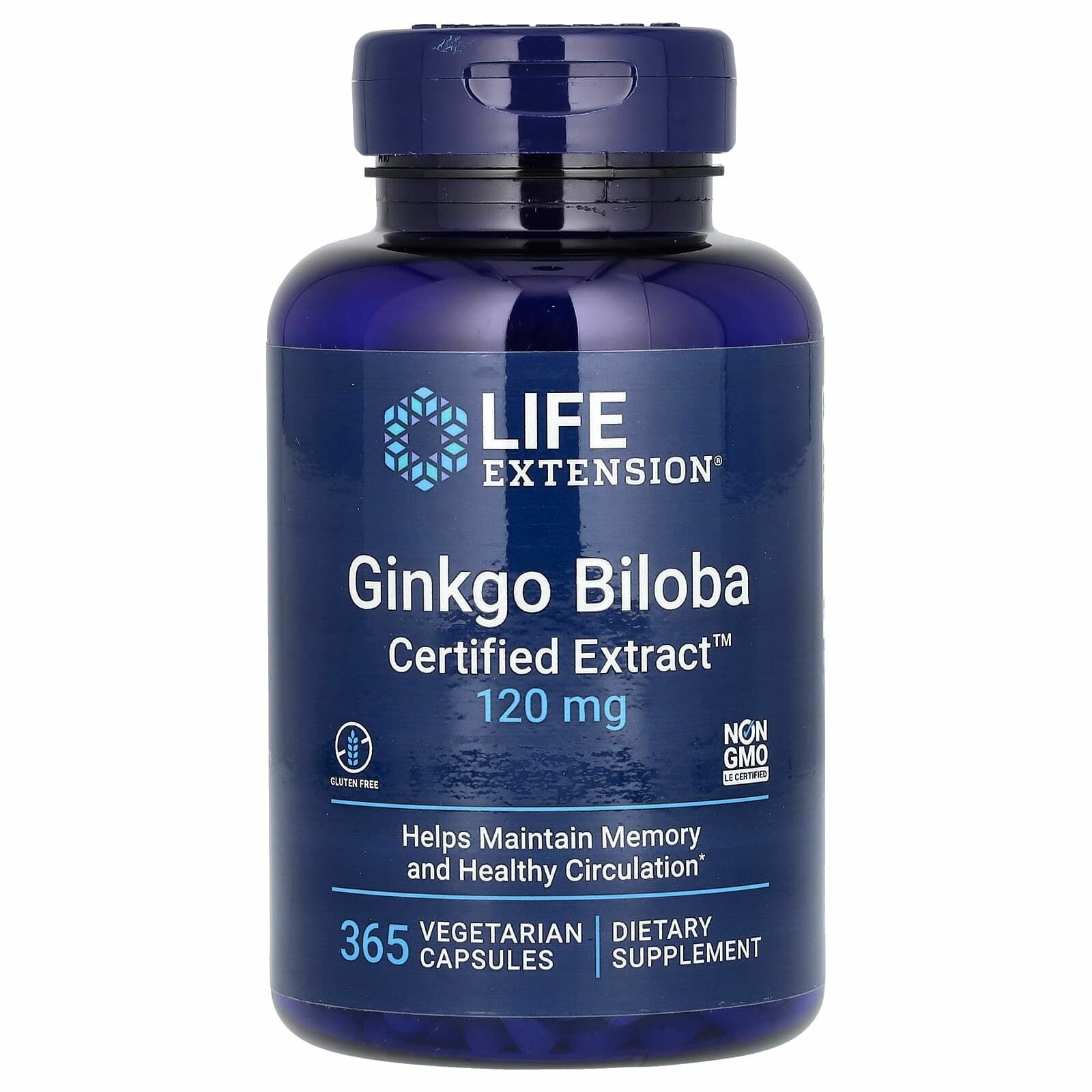 Life Extension Ginkgo Biloba Certified Extract, Гинкго Билоба 365 капсул