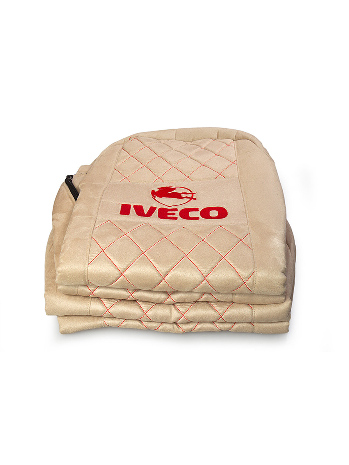 Чехлы на сиденья стеганые для IVECO Stralis (2 ремня) 2 высоких сиденья. Цвет бежевый. (Alicante) Производство Россия. (18635)