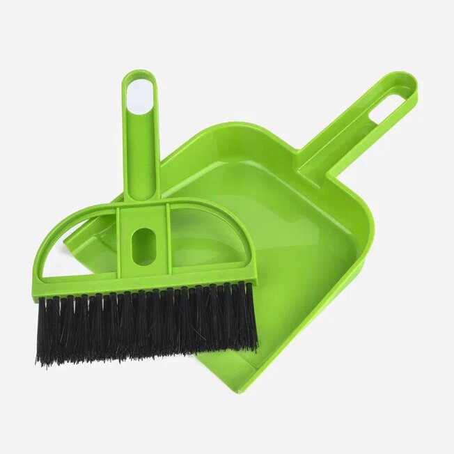 Набор для уборки маленький совком и щетка, пластиковый, (лайм)