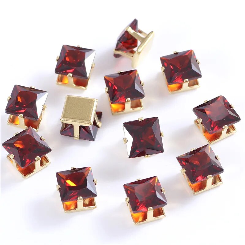 Цирконовые квадратные стразы 8 мм Mid-July 8mm-10pcs, Lt.Siam