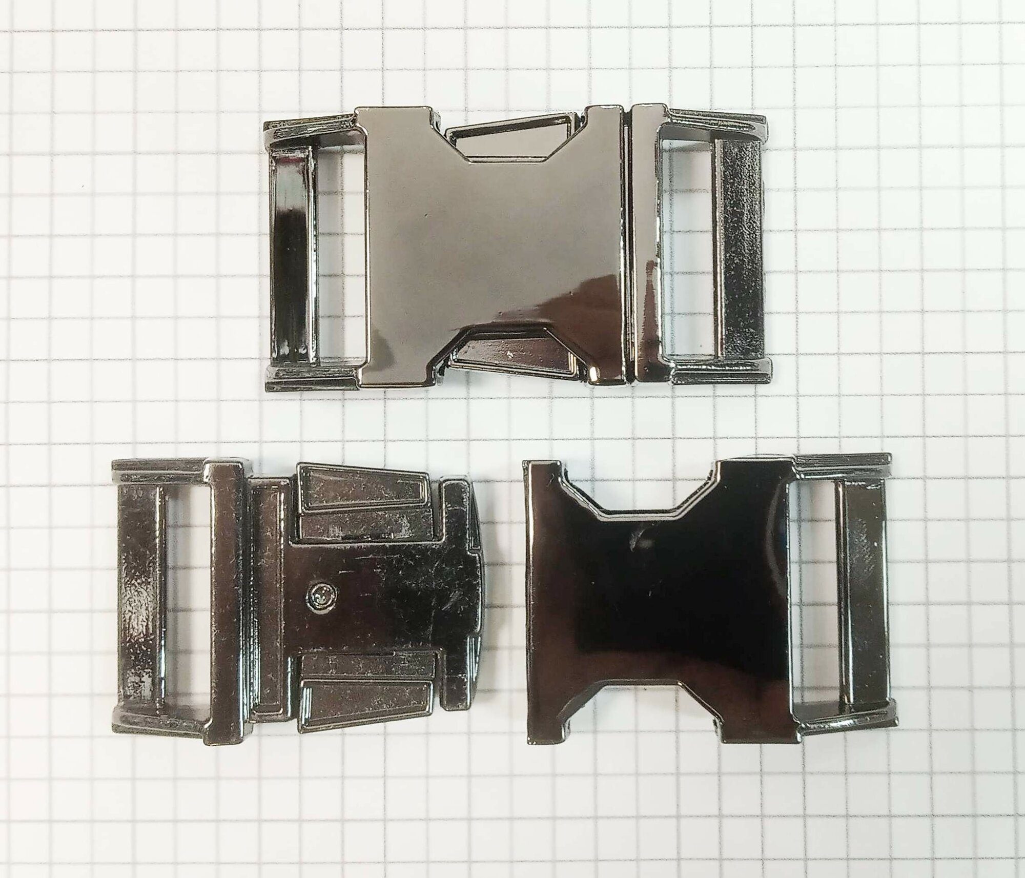 Застежка, Фастекс металлический под ленту 25 мм, 1 штука, черного (темный никель) цвета