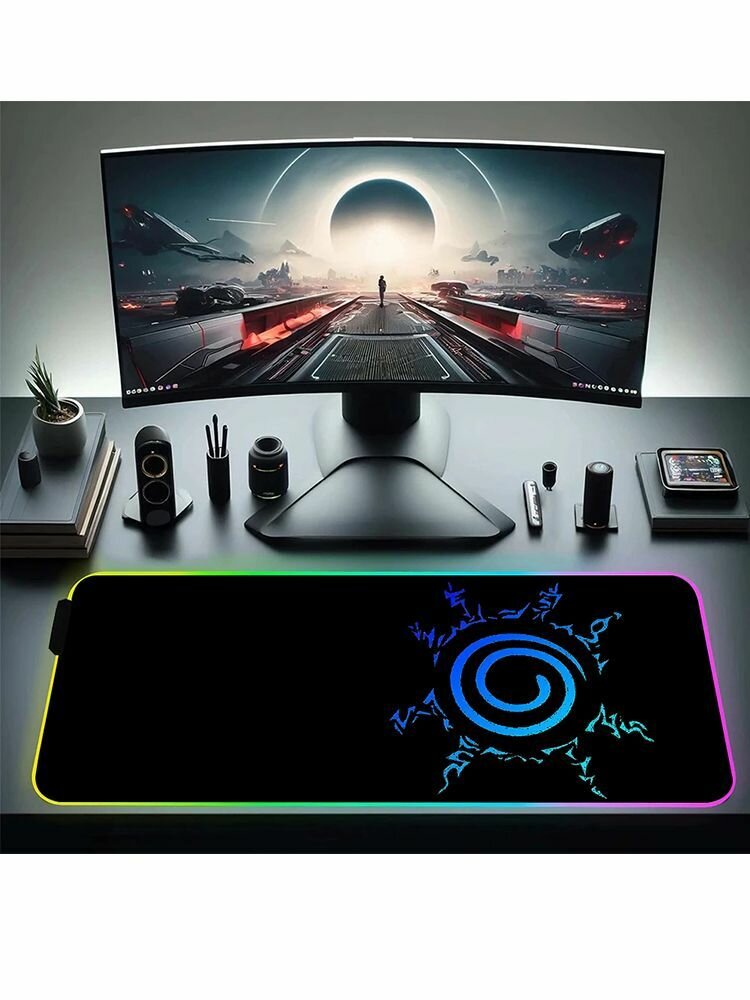 Игровой коврик "Anime Naruto", подсветка RGB, нескользящее основание, 40 см x 90 см