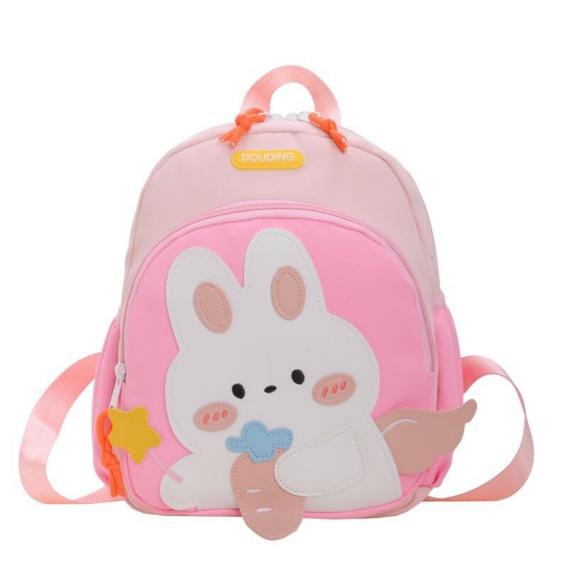 Детский рюкзак кролик для дошкольников с дышащим нейлоном и дугообразными плечевыми ремнями для школы розовый