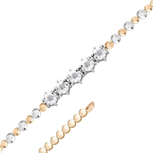 Браслет, красное золото, 585 проба, бриллиант