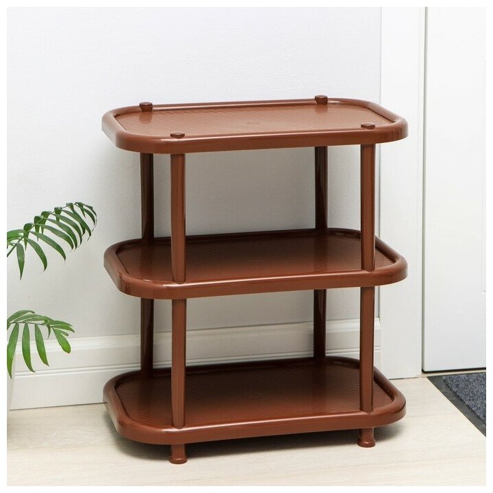 Полка для обуви, 3 яруса, 49.2×30.7×58.2 см, пластик, коричневая