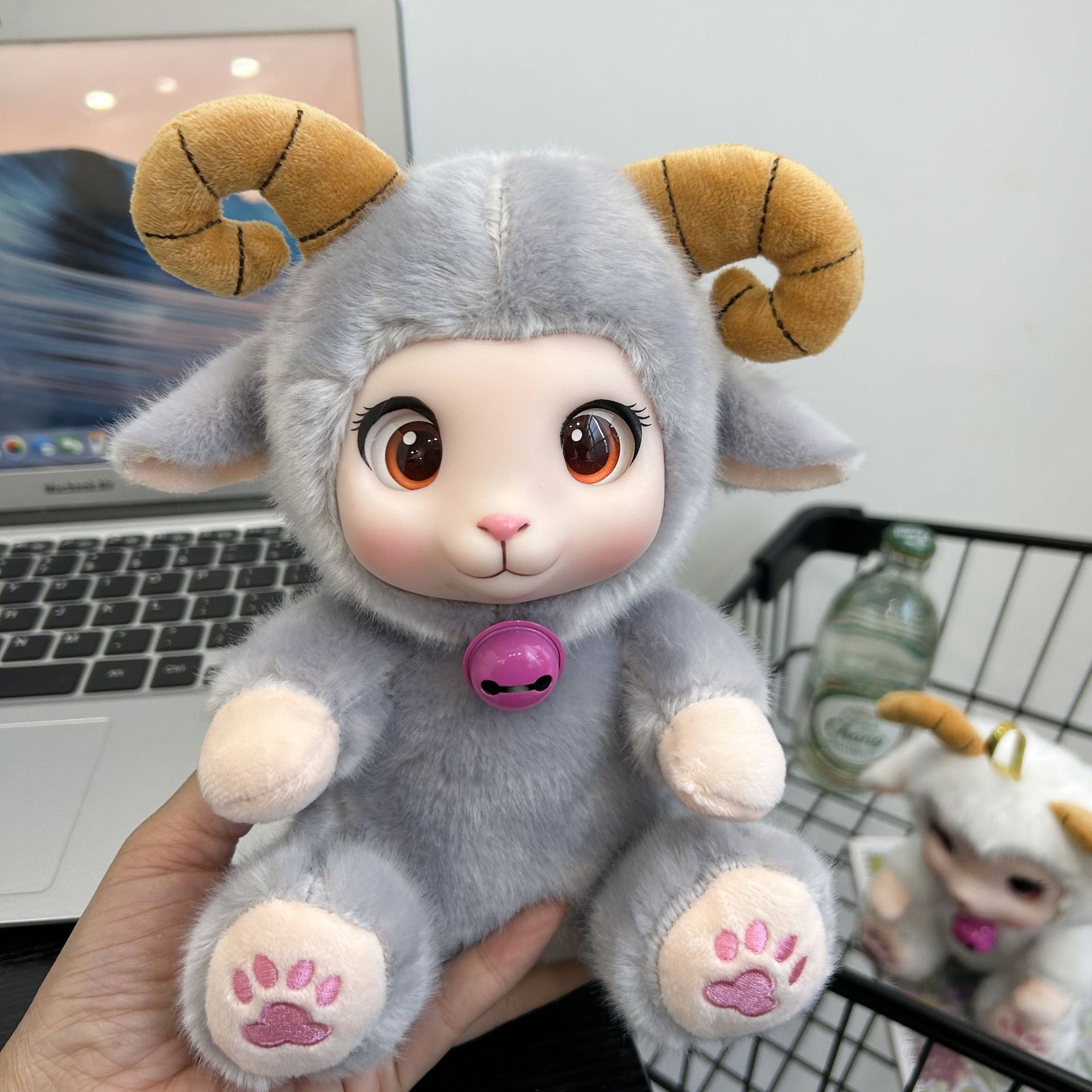 Милая плюшевая игрушка овечка брелок подвеска для сумки игрушка зодиакальное животное подвеска 22см серый цвет