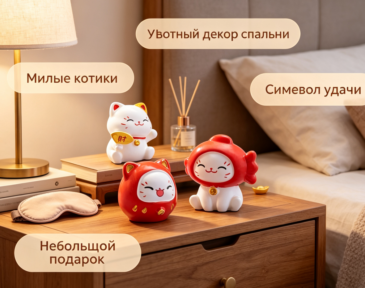 Милые фигурки манэки‑нэко для автомобиля, декор приборной панели, смолистый сувенир‑талисман удачи для дома и машины