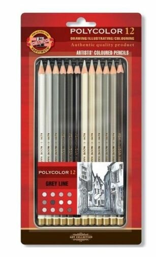 Карандаши цветные художественные POLYCOLOR, 12 цветов, металлическая коробка, 3822012013BL