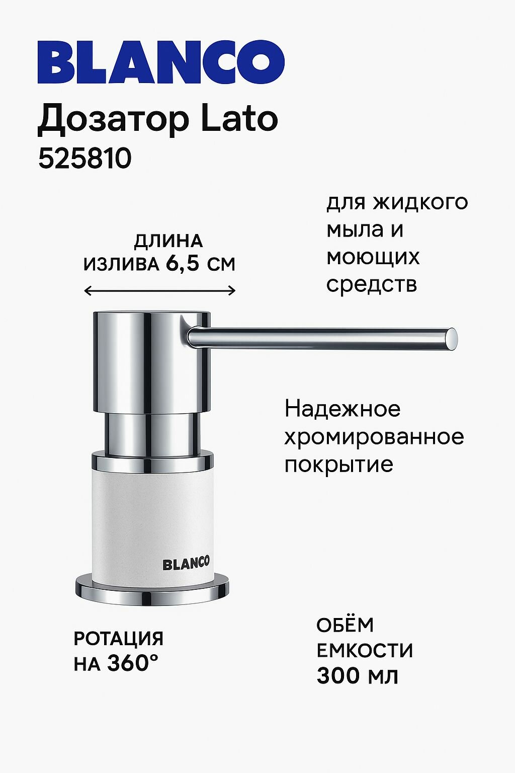 Дозатор для жидкого мыла Blanco Lato Silgranit антрацит