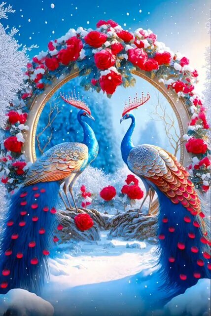 5D DIY Алмазная картина Павлин Цветок Полная круглая Алмазная мозаика Животное Алмазная вышивка Комплект Стразы Домашнее Искусство Украшения