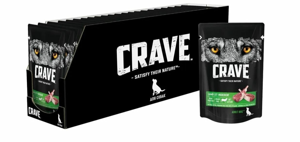Crave пауч для собак Ягненок 85г (28 штук)
