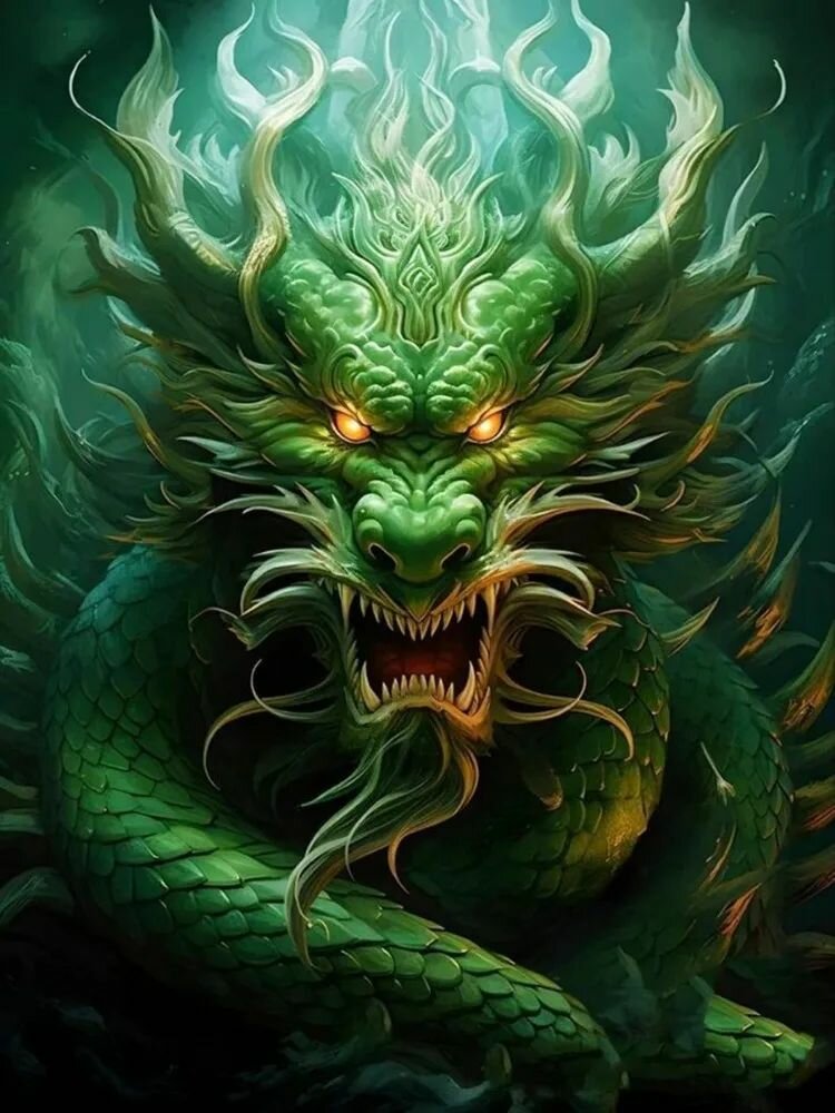 Алмазная картина "дракон" алмазная огранка 40х50 см,40X50CM, белый