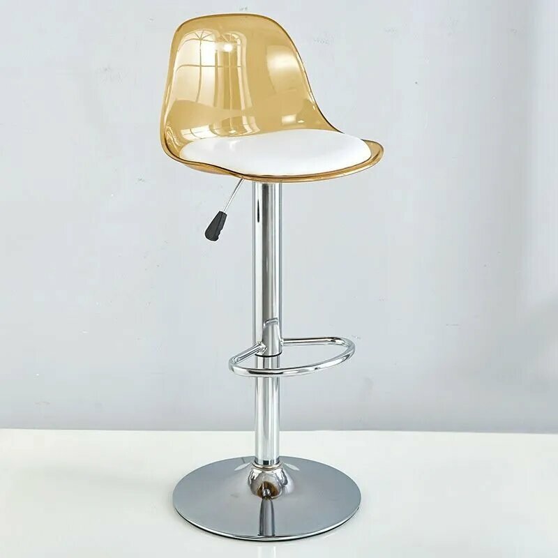 Барный стул, мягкое сиденье, с регулировкой высоты, светло-жёлтый