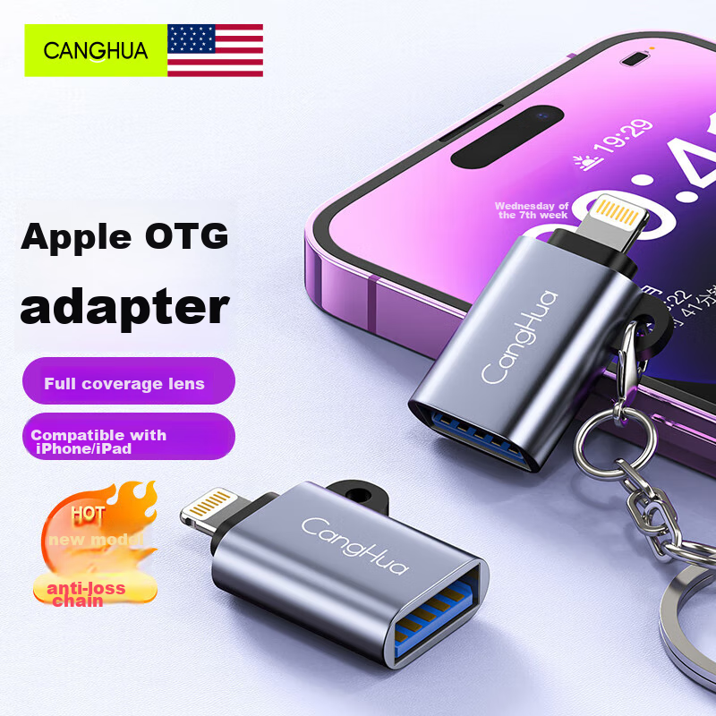 CangHua Apple OTG Adapter Supports USB Flash Drive Lightning to USB Converter Interface for IPad Tablet IPhone Lightning External USB Drive/mouse/keyboard