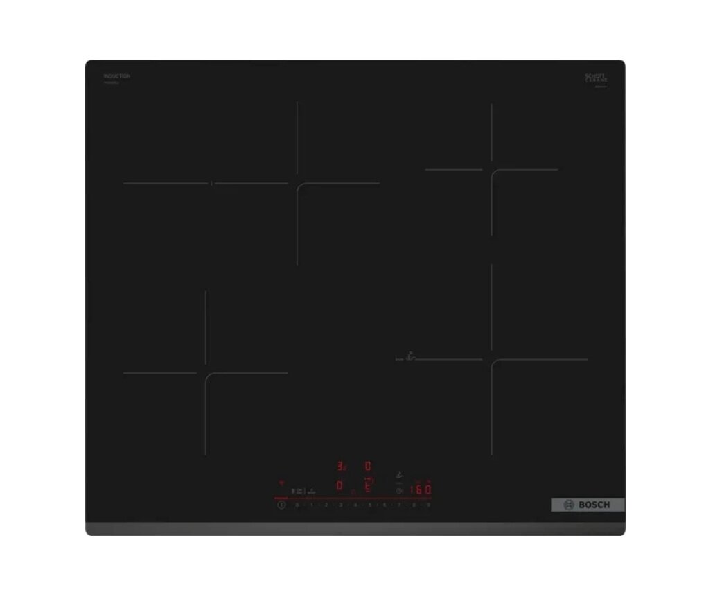 Варочная панель Bosch PIF63KHC1E, индукционная, черный, стеклокерамика, 4 конфорки