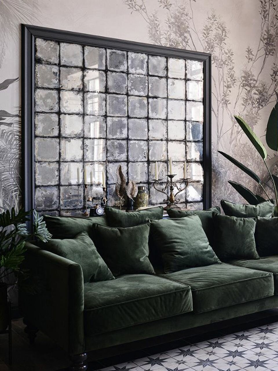 Состаренное зеркало. Зеркальное панно 9 шт.