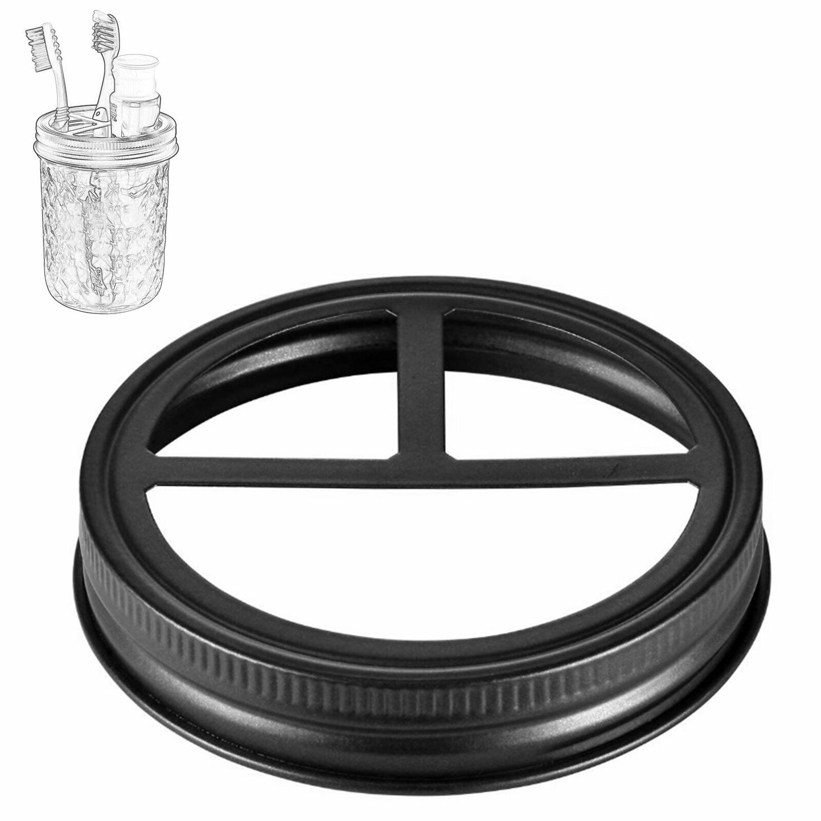 1 шт. Сменный держатель зубной щетки Mason Jar, крышки для банок калибра 3 дюйма с 3 отделениями, многофункциональная стеклянная банка из нержавеющей стали, крышка для хранения зубной щетки-ручки