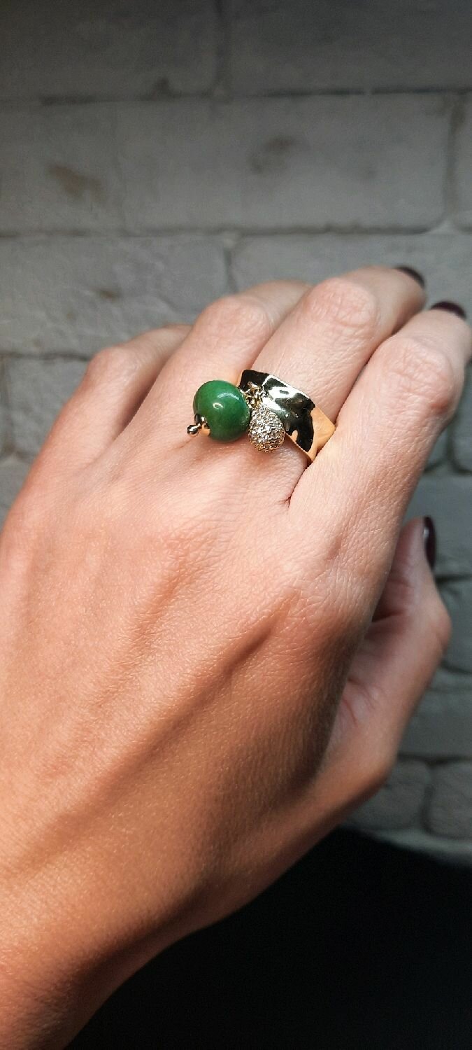 Кольцо, бирюза, фианит