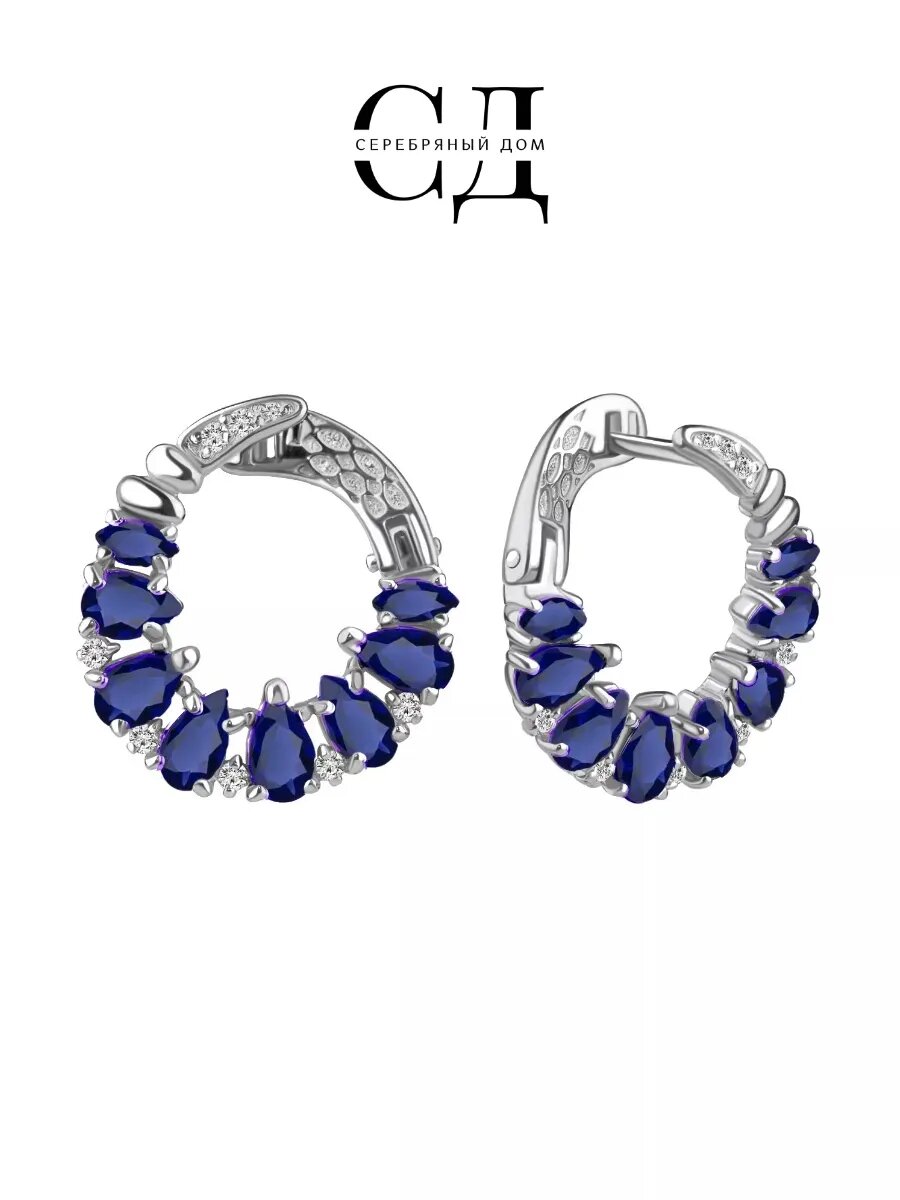 Серьги, 925 проба, родирование, фианит, кварц