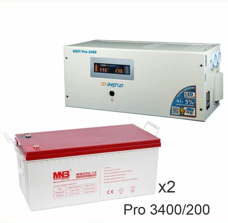 Энергия PRO-3400 + Аккумуляторная батарея MNB MМ200-12 / ИБП для газовго котла отопления