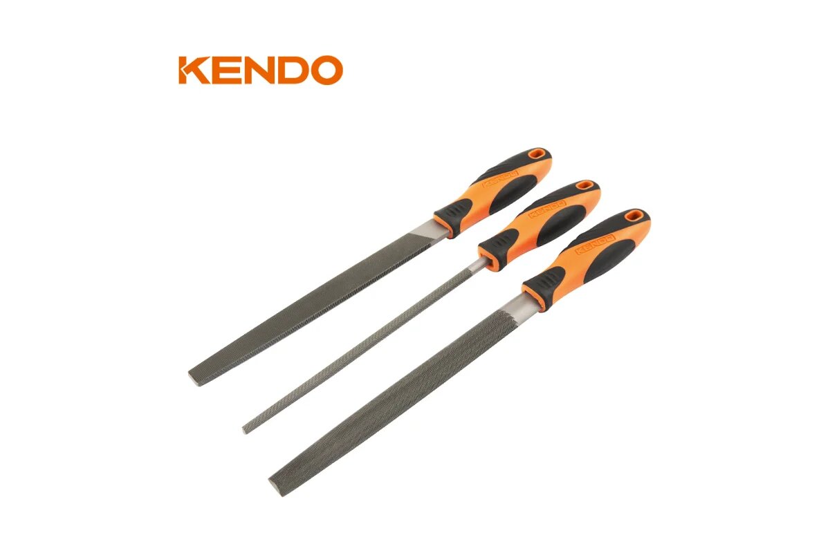 Набор напильников KENDO 3 шт 200 мм 85118 для обработки металла в мастерской