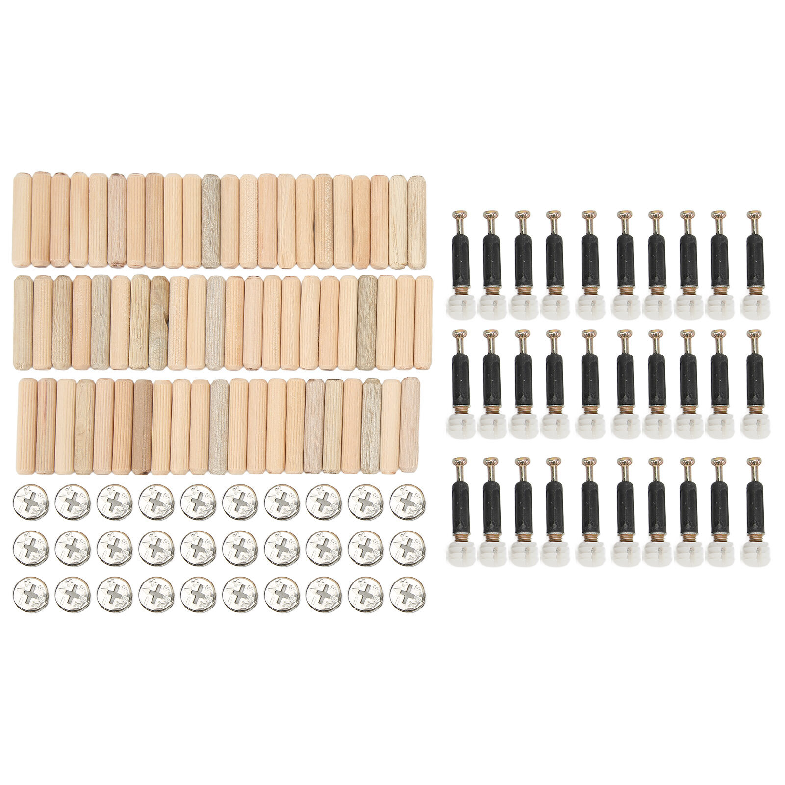 Комплект Кулачковых Фитингов с Предварительно Вставленной Гайкой-Дюбелем для Корпусной мебели 3 в 1 Шатун Черный