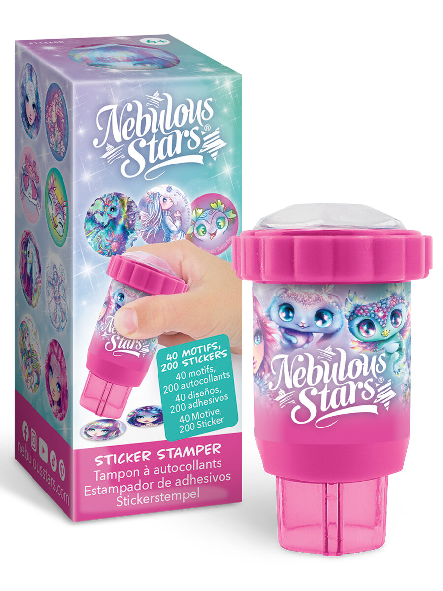Игрушка для детского творчества Nebulous Stars штампер с наклейками, розовый серия Space: 11468-2_NSDA