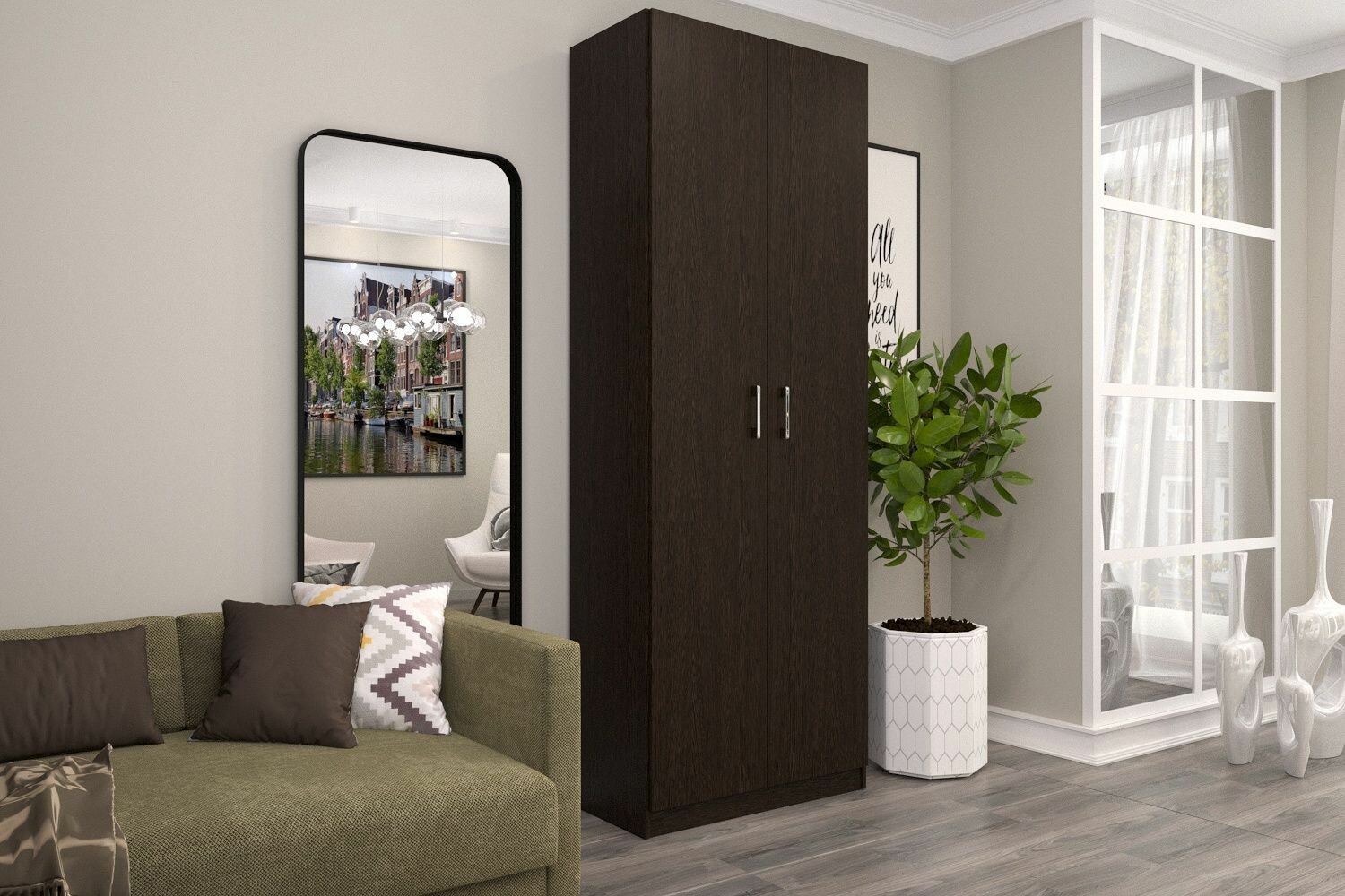 Шкаф "Лайф" 80 х 40 х 240 (одежда) ЛШО-09, ЛДСП, цвет Венге,