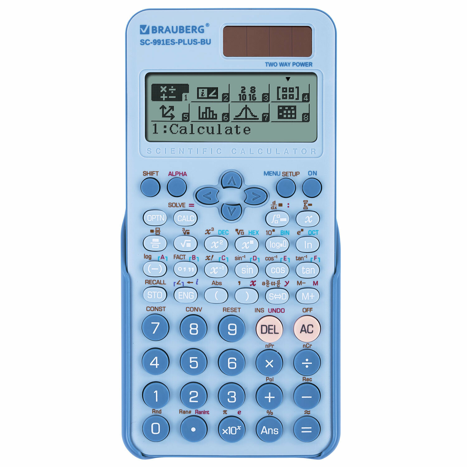 Калькулятор инженерный BRAUBERG SC-991ES-PLUS-BU (164х80 мм), 552 функции, 10+2 разряда, голубой, 272653