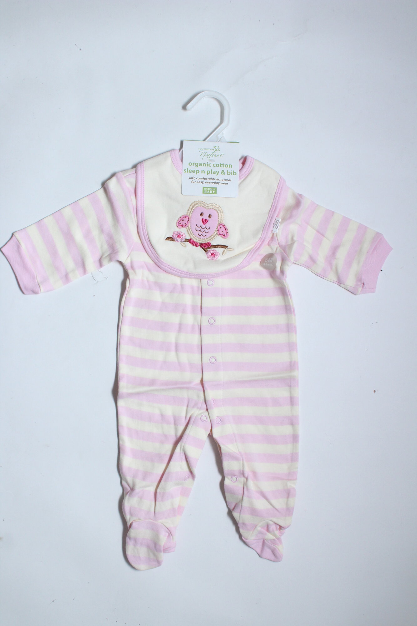 Hudson Baby Комплект хлопковый комбинезон и нагрудник, 0-3 мес, 55-61 см