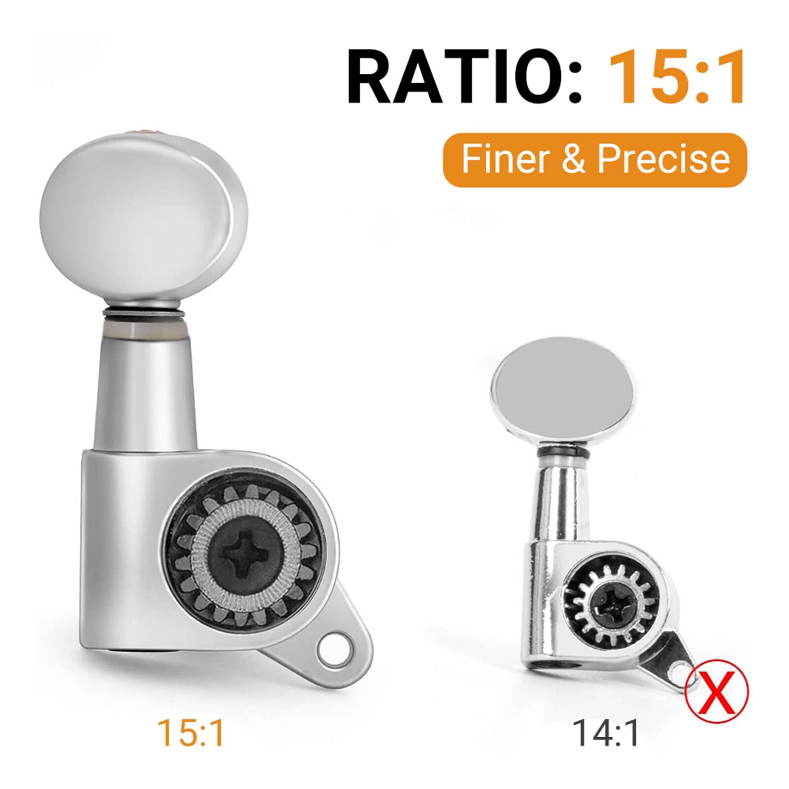 Колки для настройки струн гитары, колки, герметичные колки, колковые ключи, овальная кнопка 6, правая, для электрогитары или акустической гитары, хром, черный