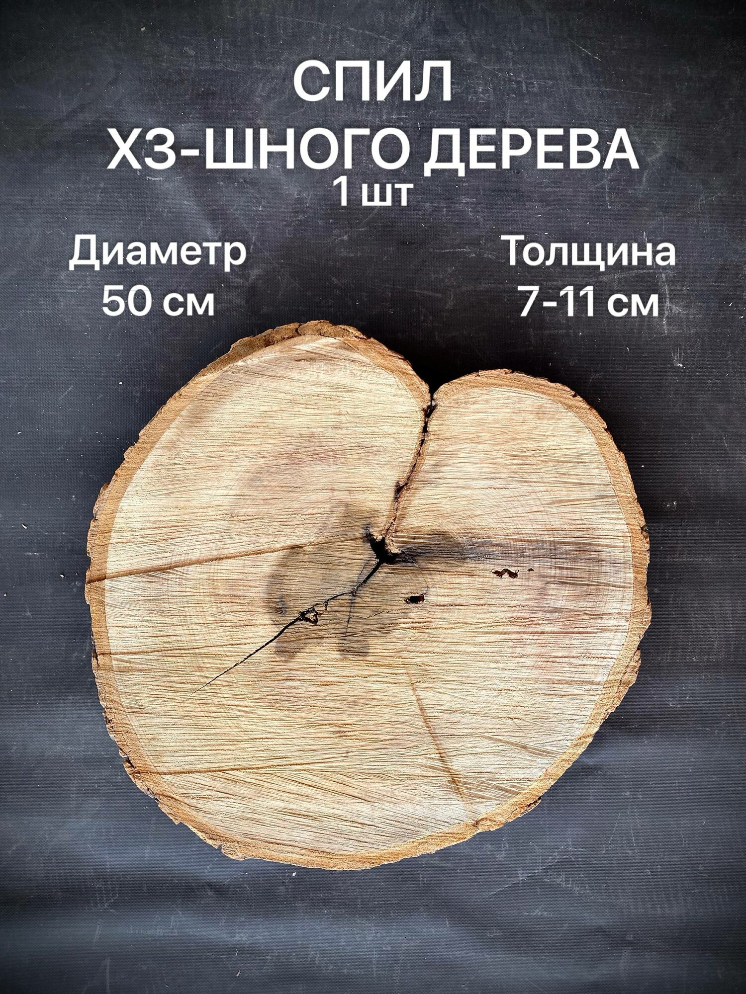 Спил Хзшного дерева, диаметр 50 см, толщина 7-11 см, 1шт