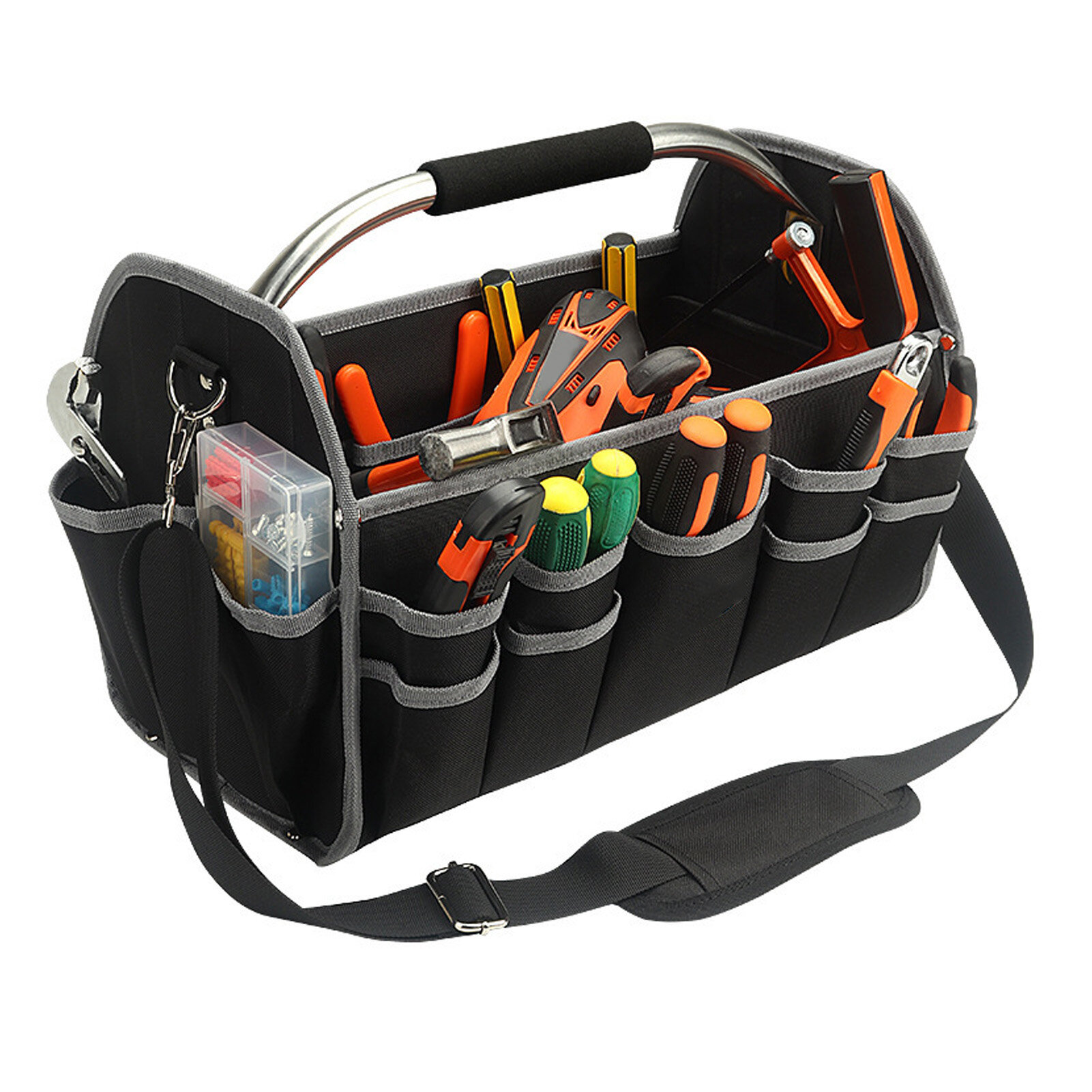 Сумка для инструментов электрика портативная многофункциональная открытая верхняя вершина с стальной ручкой для деревообработки