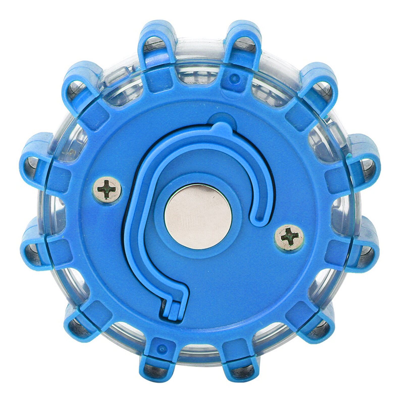 Светодиодный круглый маяк автомобильный аварийный свет с магнитной базой яркий вспышка аварийных огней (Синий), 15 светодиодов, 9 режимов, время работы 5-30 часов, размер 102*102*34 мм, вес 142-146 г, пластик, для автомобилей мотоциклов кемпинга походов