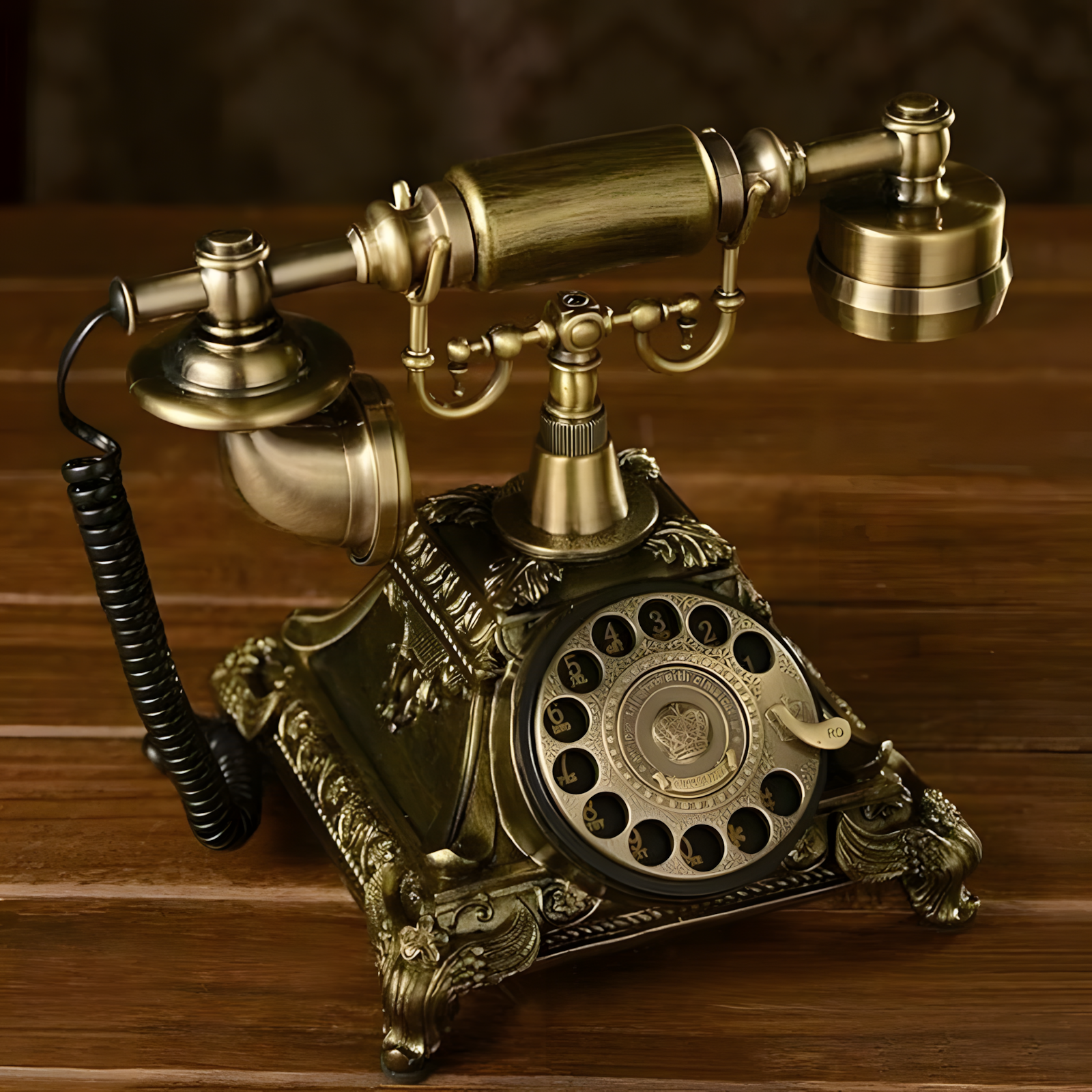 Проводной телефон "Бронзовый Ретро", с кнопкой выключения микрофона, Ретро телефон с дисковым набором
