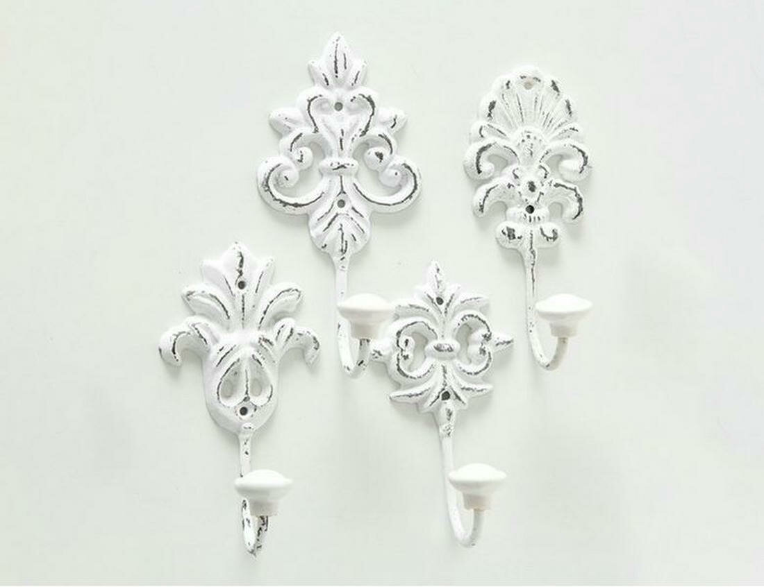 Набор настенных крючков, металл, белый, 15х9 см, 4 шт, Boltze