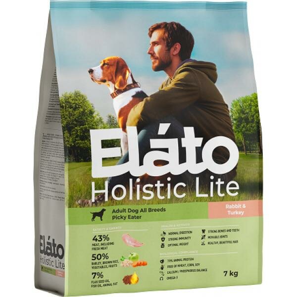 Elato_ Сухой корм ELATO Holistic Lite для привередливых собак всех пород с кроликом и индейкой, 7кг