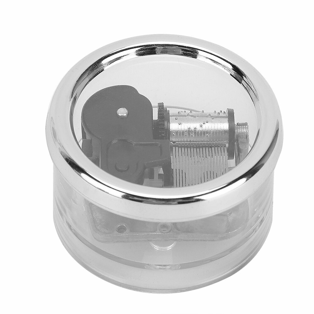 Миниатюрная ручная музыкальная шкатулка с 12 тонами, акриловая механическая музыкальная шкатулка, украшение, подарок, серебро.