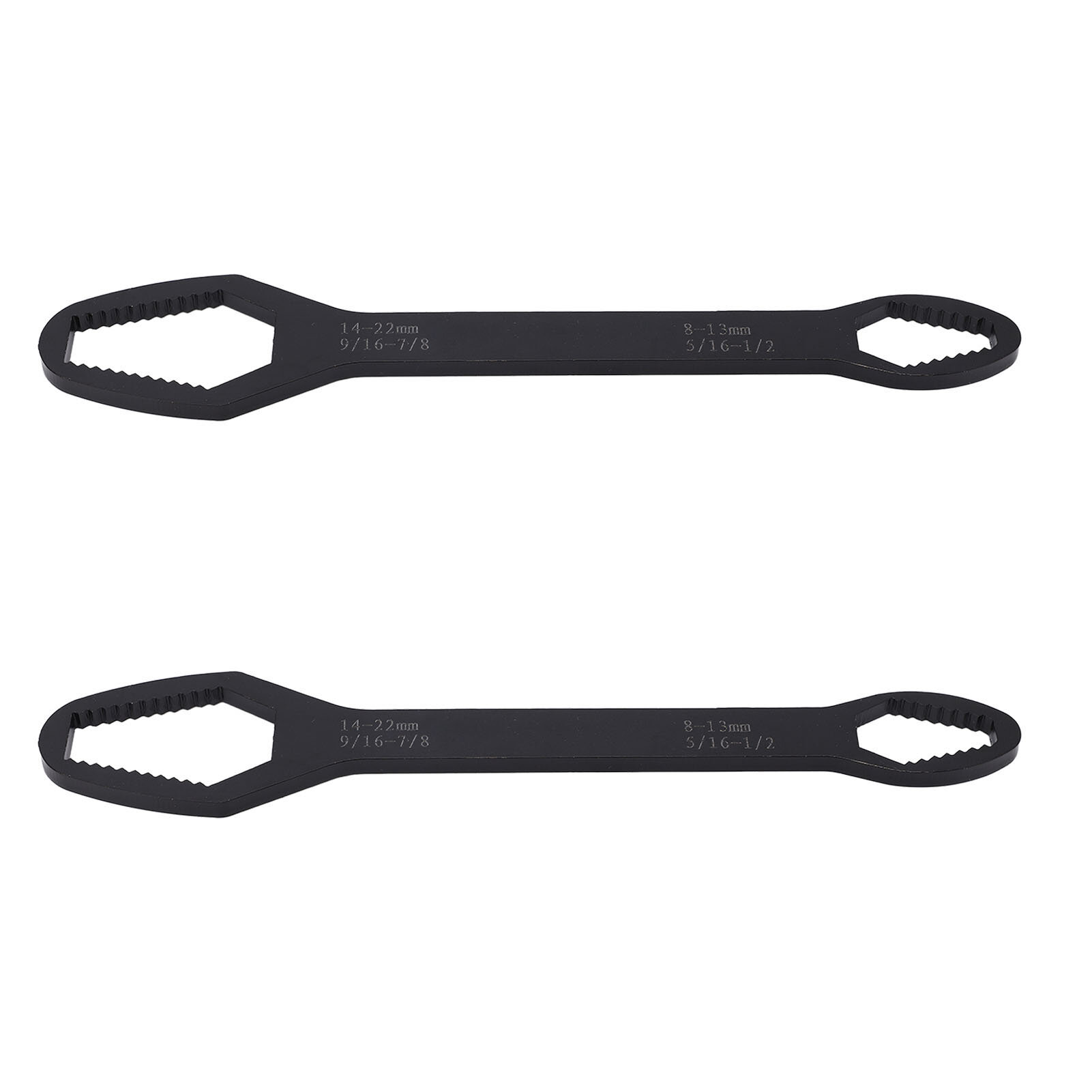 2 шт. ключа 8-22 мм, двусторонние, само затягивающиеся, черные, электрофорез