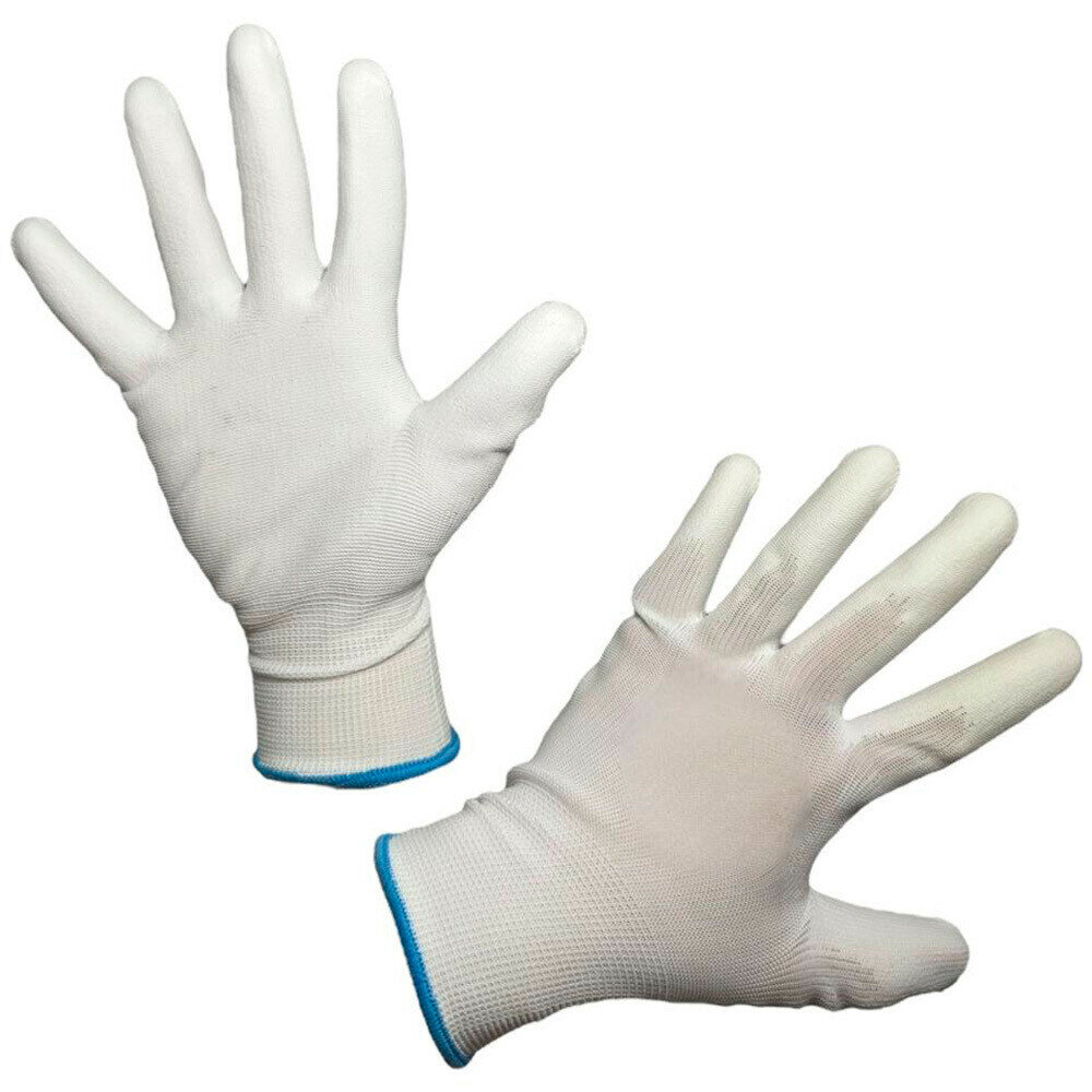 Перчатки нейлоновые с полиуретановым обливом белые 10 (XL)