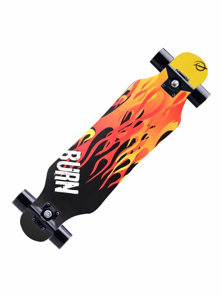 Лонгборд "Без бренда", 80х20 см, с амортизационной стойкой, 7-слойный клён, чёрный/оранжевый