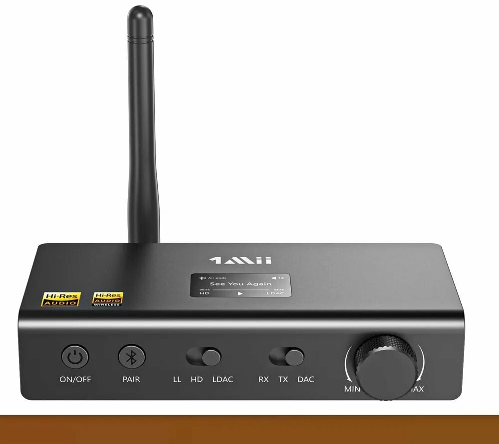 KNOW EASY-1Mii DS700 HiFi TV Bluetooth аудио передатчик приемник, беспроводной адаптер дальнего действия с аудиофильским ЦАП, LDAC, aptX HD/LL, OLED-дисплейplay Черный