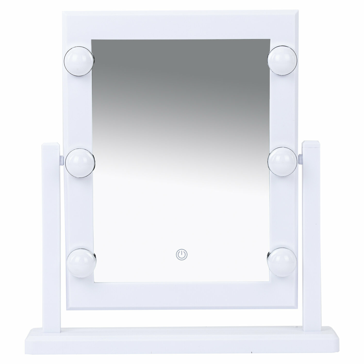 Зеркало для макияжа гримерное, 6 LED-ламп, 3 режима свечения, размер 21х29 см, работа от USB или 4хAA, цвет белый, WBZ (ВБЗ), 609334